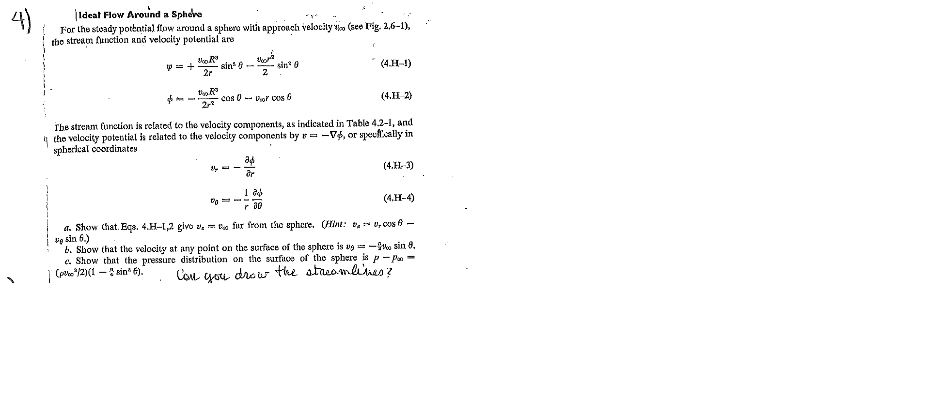 Solved |Ideal Flow Around a SphereFor the steady potential | Chegg.com