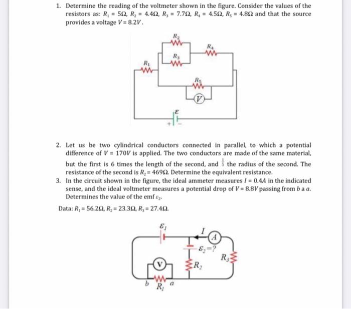 Solved 1. Determine the reading of the voltmeter shown in | Chegg.com