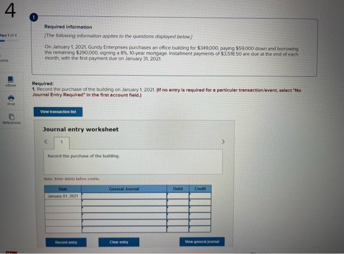 Solved 4 Part 1 of 4 Required information The following | Chegg.com