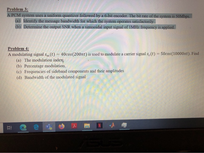 Solved Problem 3 A Pcm System Uses A Uniform Quantizer 