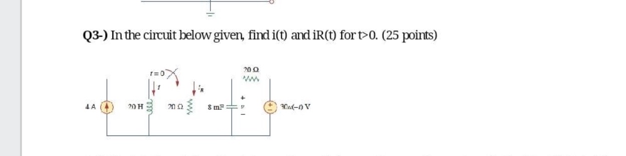 Q3-) ﻿In the circuit below given, find i(t) ﻿and | Chegg.com