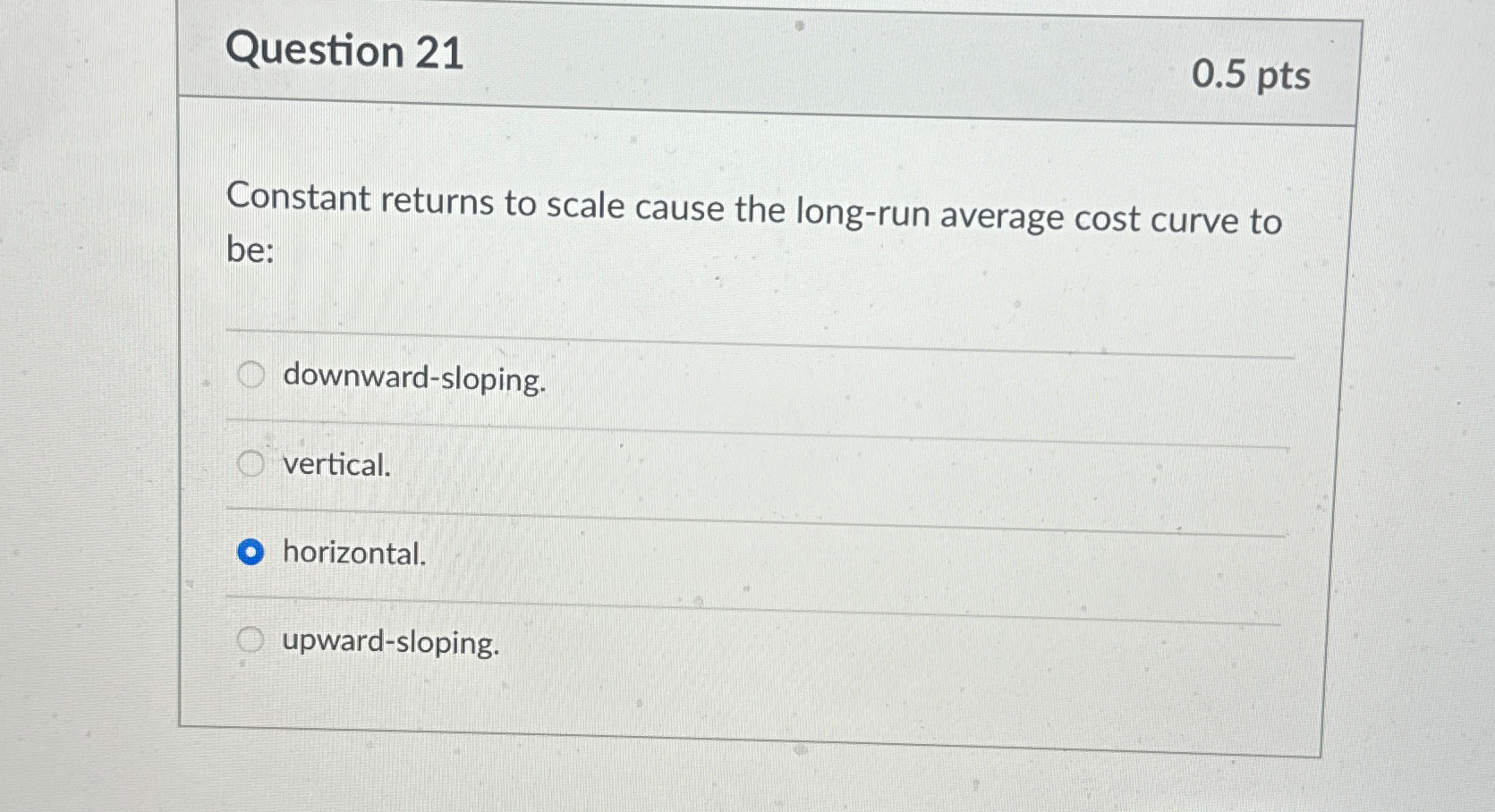 Solved Question 210.5ptsConstant returns to scale cause the | Chegg.com