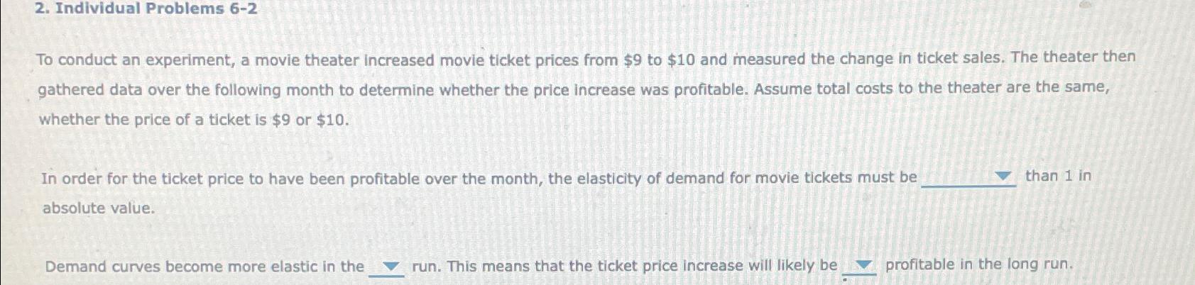 Solved Individual Problems 6-2To conduct an experiment, a | Chegg.com