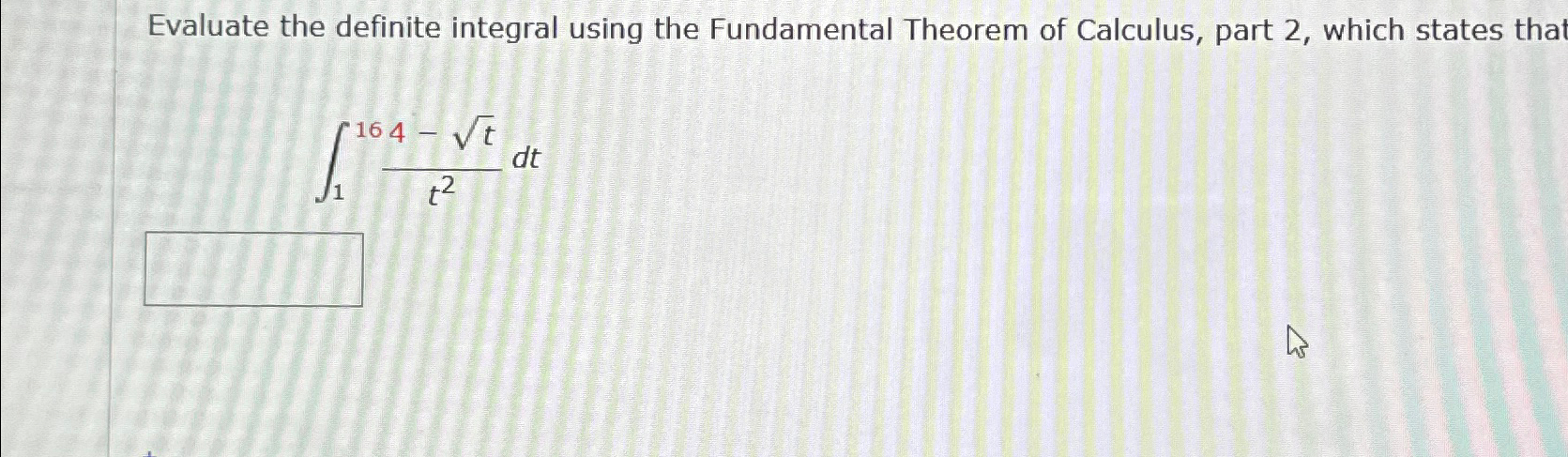 Solved Evaluate the definite integral using the Fundamental | Chegg.com