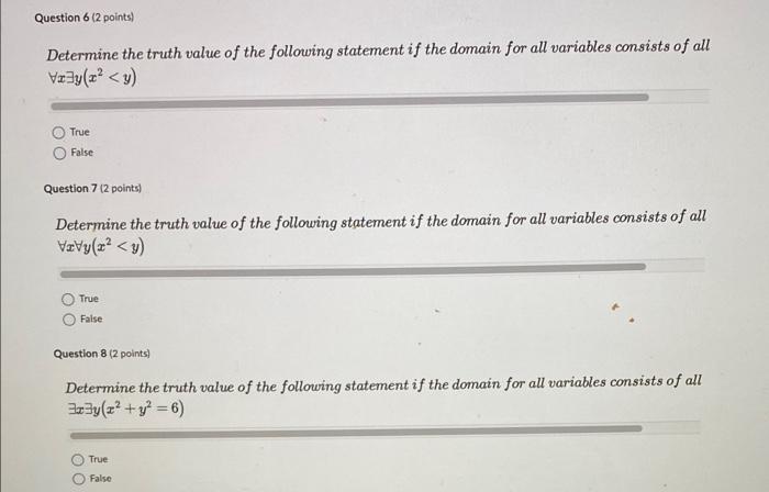Solved Determine the truth value of the following statement | Chegg.com