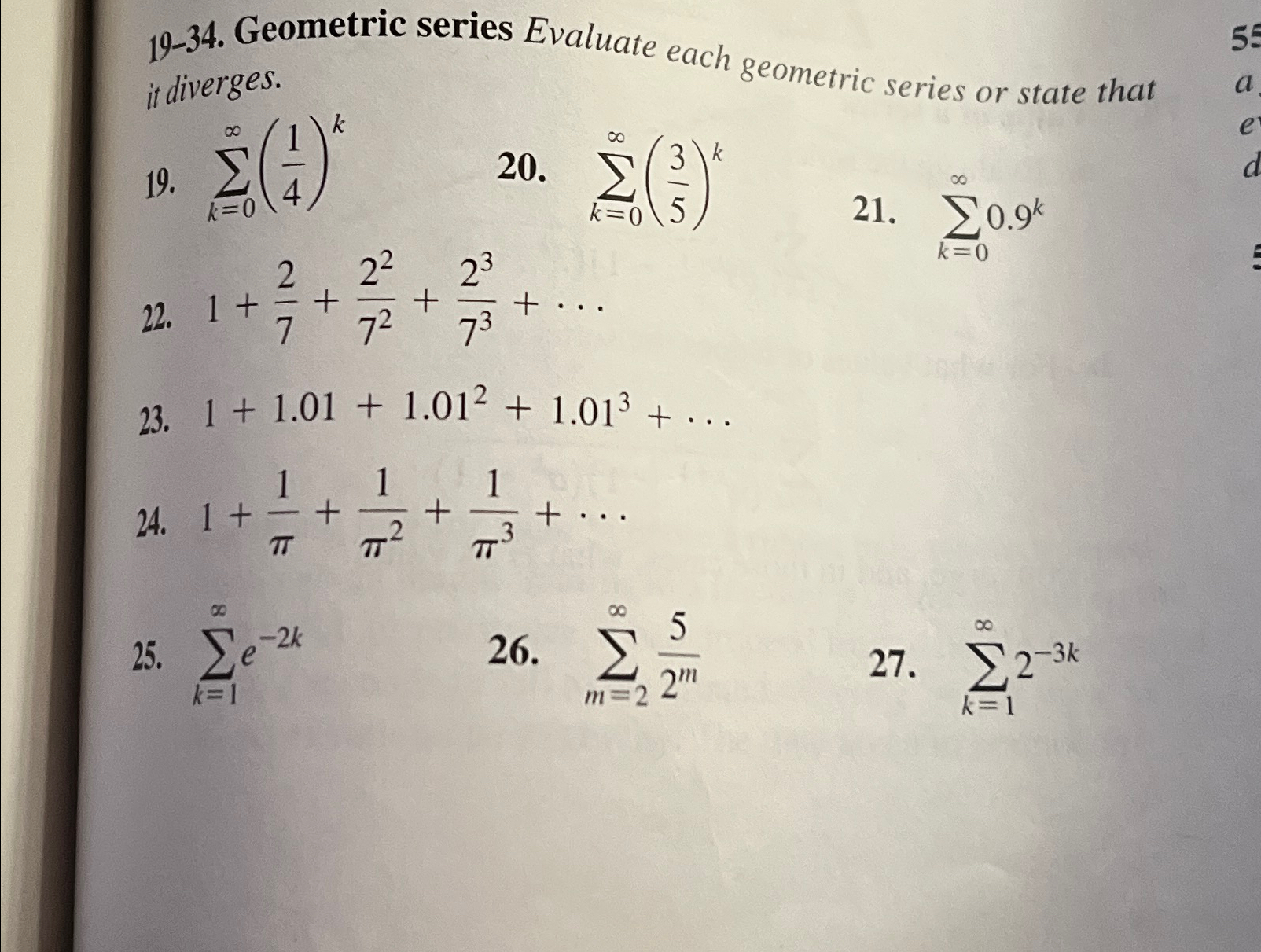 Solved 19-34. ﻿Geometric series Evaluate each geometric | Chegg.com
