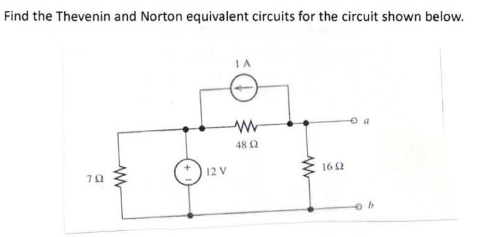 Solved Find the Thevenin and Norton equivalent circuits for | Chegg.com