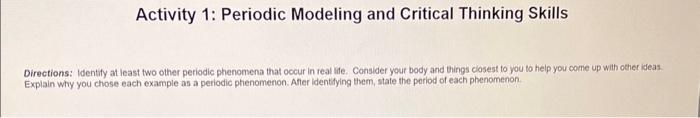 Solved Activity 1: Periodic Modeling and Critical Thinking | Chegg.com