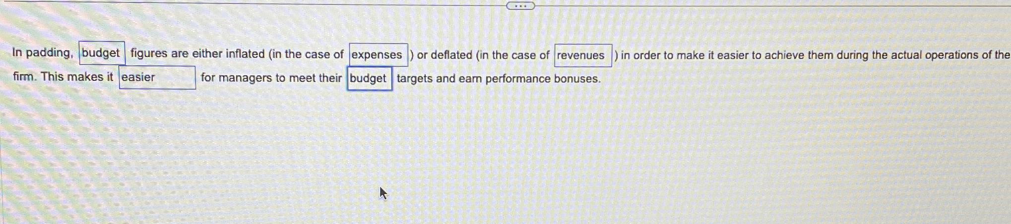 Solved In padding, budget figures are either inflated (in | Chegg.com