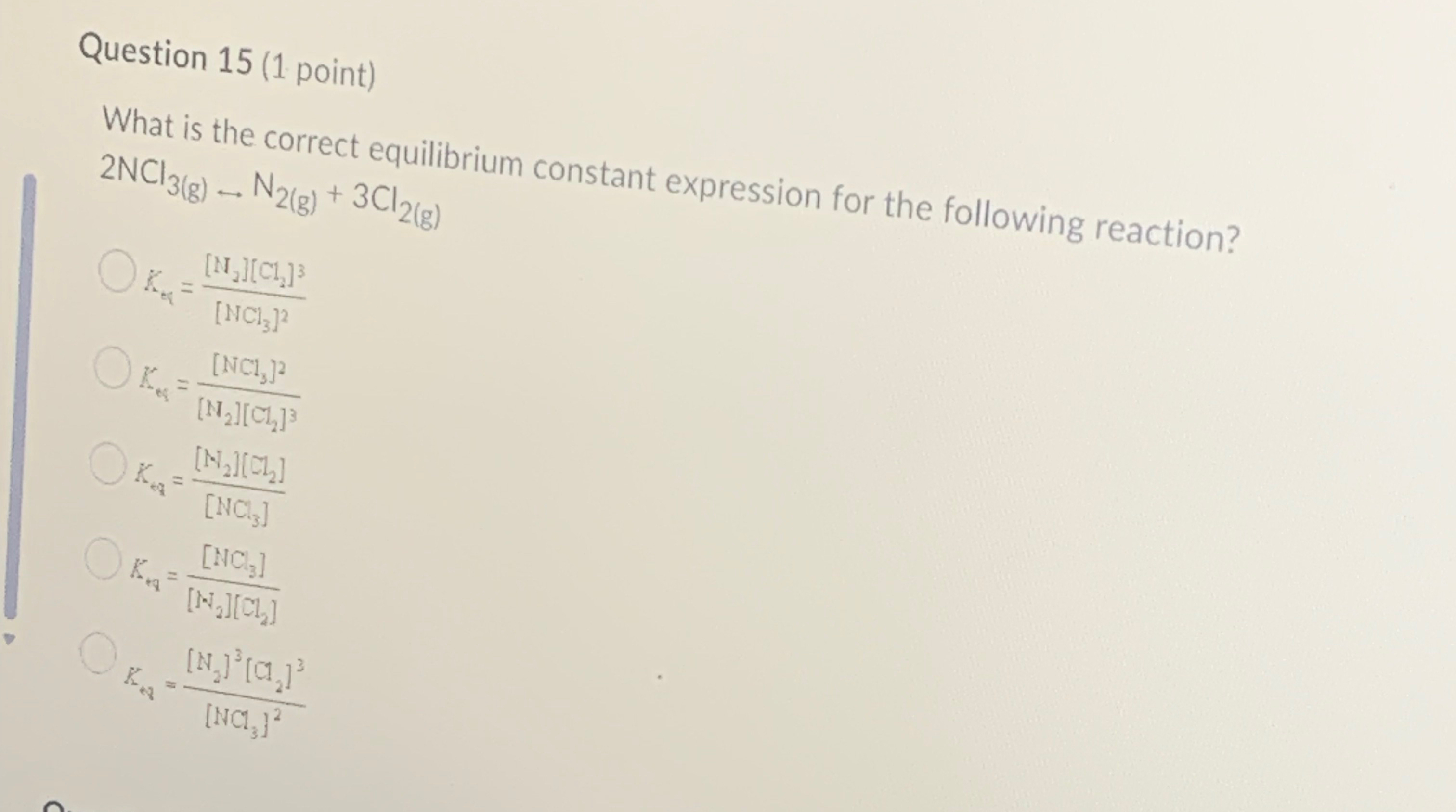 Solved Question 15 (1 ﻿point)What is the correct equilibrium | Chegg.com