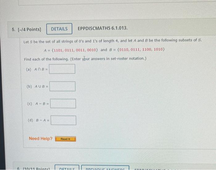 Solved Let S be the set of all strings of 0′ 's and 1′s of | Chegg.com