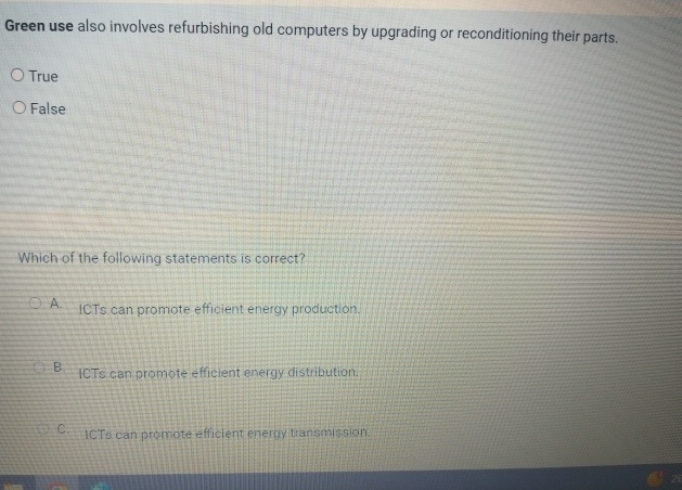 Solved Green use also involves refurbishing old computers by | Chegg.com