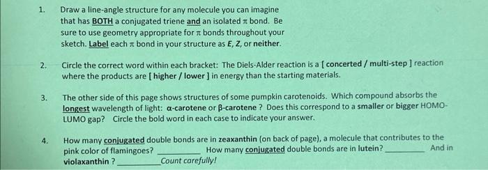 Solved 1. Draw a line-angle structure for any molecule you | Chegg.com