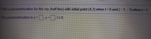 Solved Find a parametrization for the ray (half line) with | Chegg.com
