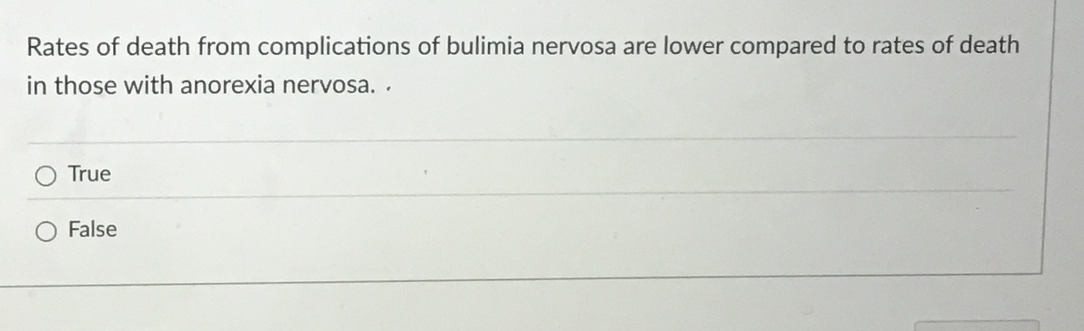 Solved Rates of death from complications of bulimia nervosa | Chegg.com