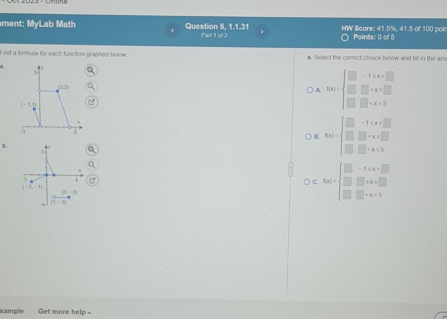 Solved Find a formula for each function graphed below. a. b. | Chegg.com