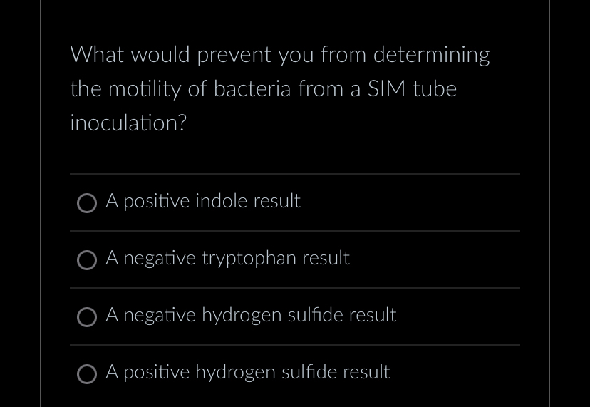 Solved What would prevent you from determining the motility | Chegg.com