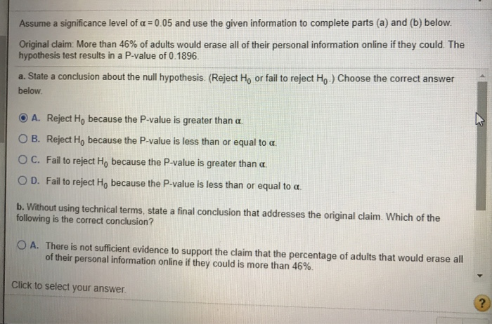 Solved Assume a significance level of a = 0.05 and use the | Chegg.com