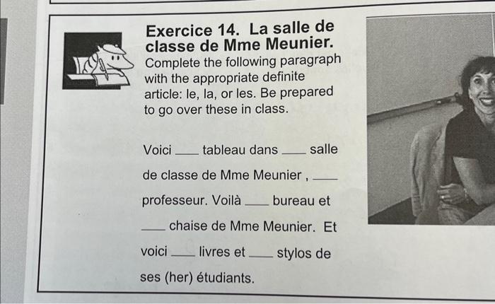 Exercice 14. La salle de classe de Mme Meunier. | Chegg.com
