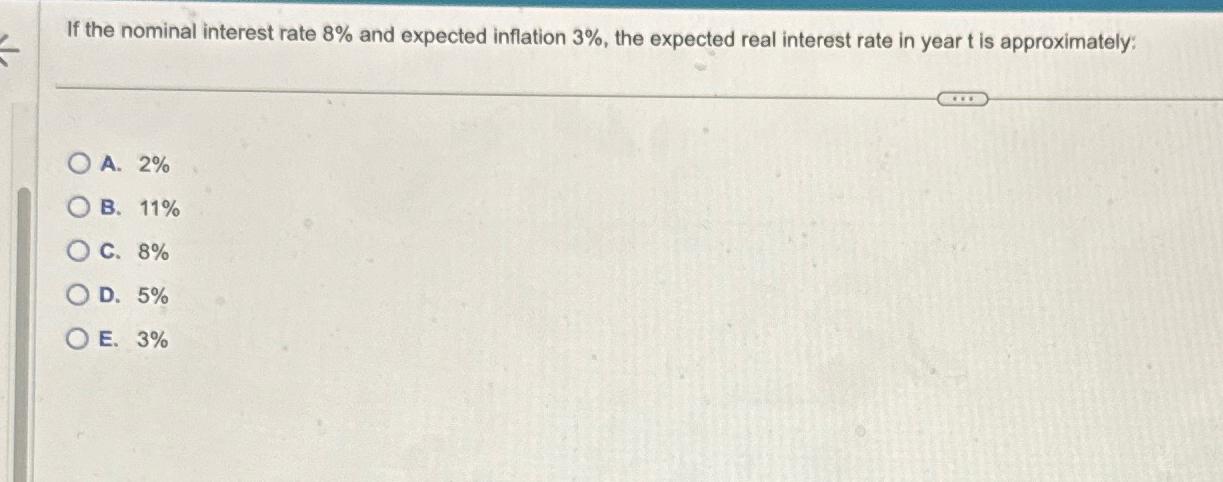 Solved If the nominal interest rate 8% ﻿and expected | Chegg.com