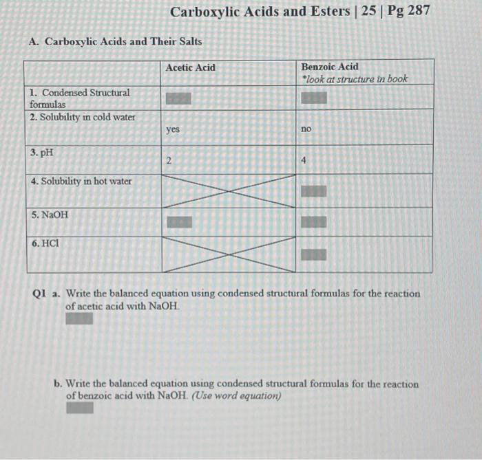 Solved Carboxylic Acids And Esters 25 Pg 287 A 0751