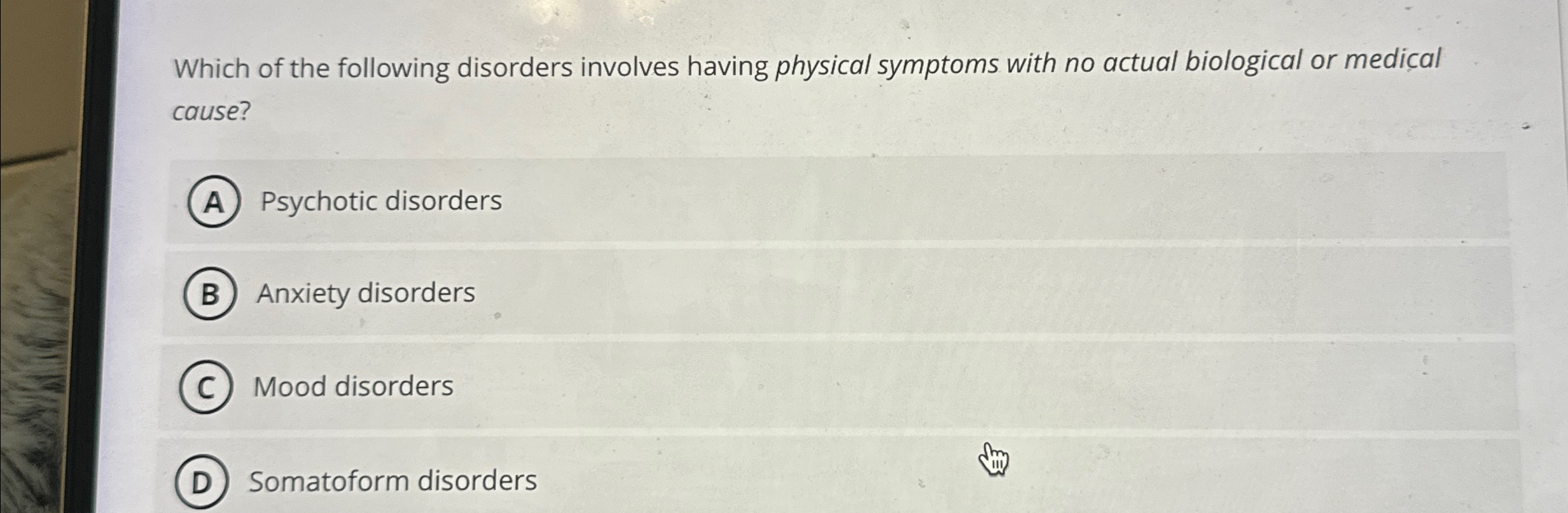 Solved Which of the following disorders involves having | Chegg.com