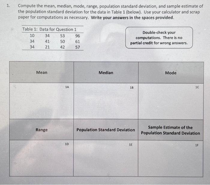 Solved Compute the mean, median, mode, range, population | Chegg.com