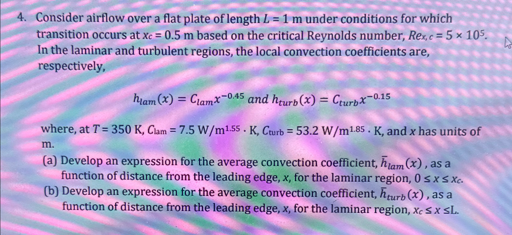 Solved Consider airflow over a flat plate of length L=1m | Chegg.com
