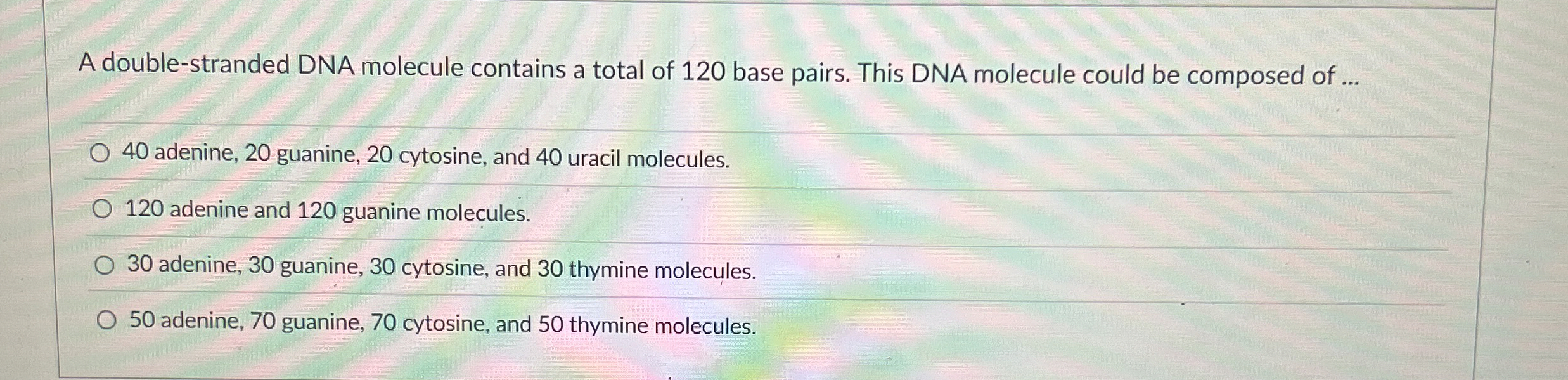 Solved A double-stranded DNA molecule contains a total of | Chegg.com