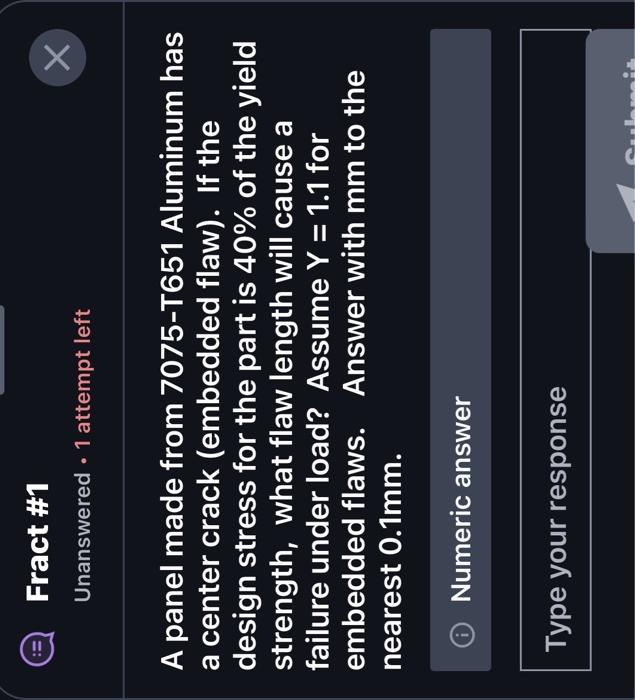 A panel made from 7075-T651 Aluminum has a center | Chegg.com