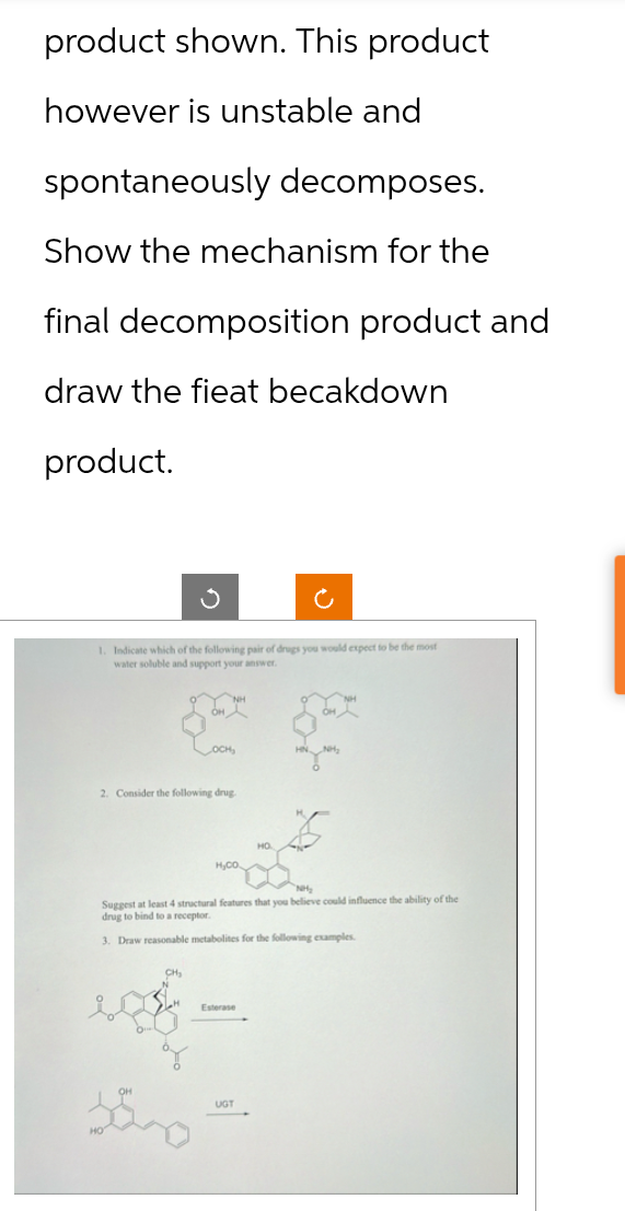 product shown. This product however is unstable and | Chegg.com