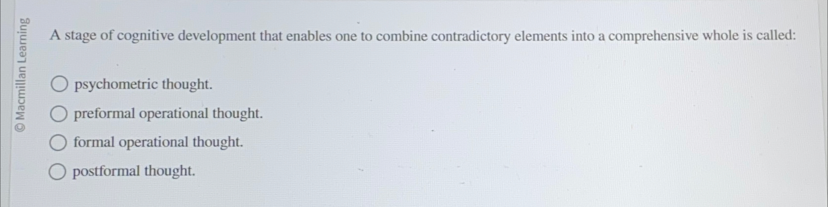 Solved A stage of cognitive development that enables one to | Chegg.com