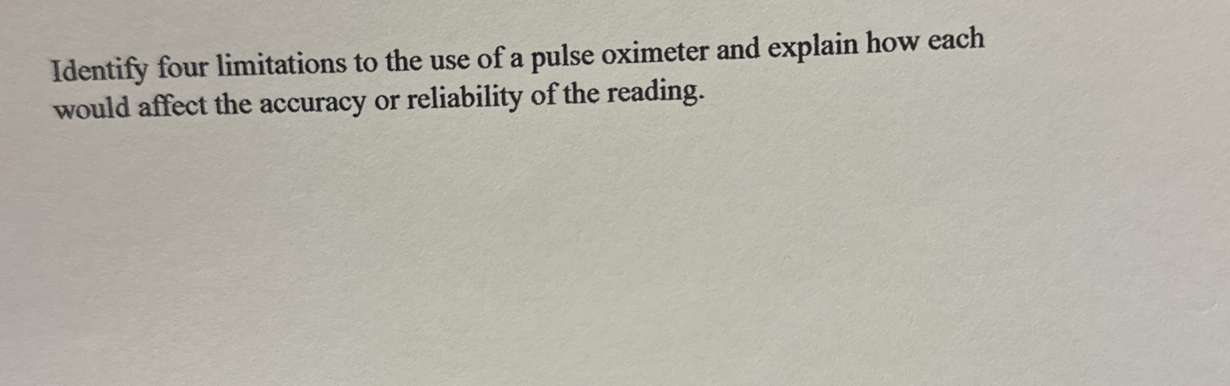 Solved Identify four limitations to the use of a pulse | Chegg.com