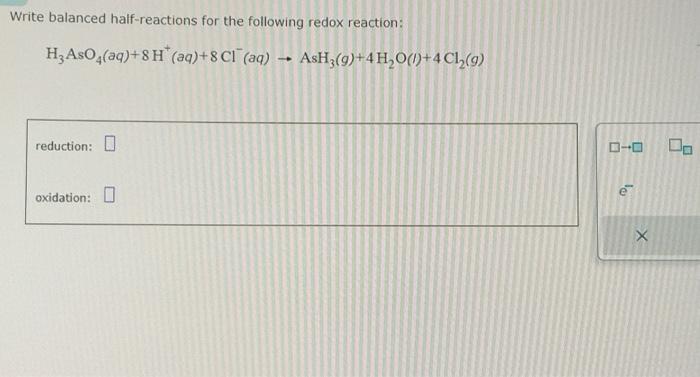 Solved Write balanced half-reactions for the following redox | Chegg.com