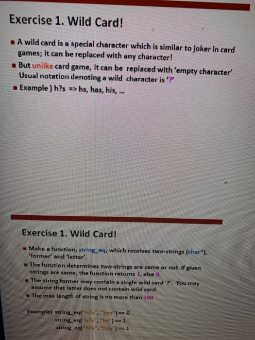 Solved Exercise 1. Wild Card! A wild card is a special | Chegg.com
