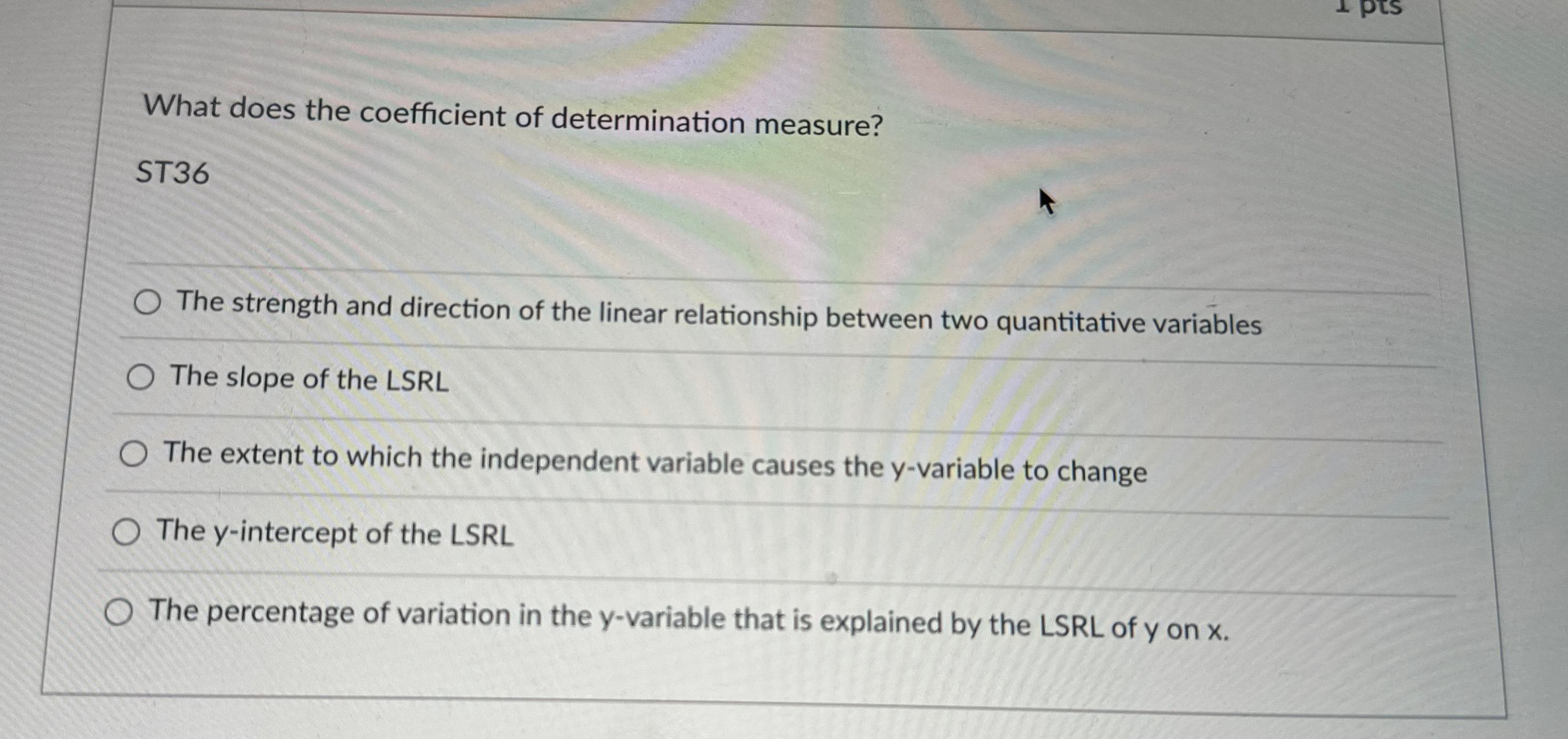 Solved What does the coefficient of determination | Chegg.com