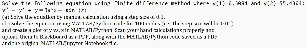Solve the following equation using finite difference | Chegg.com