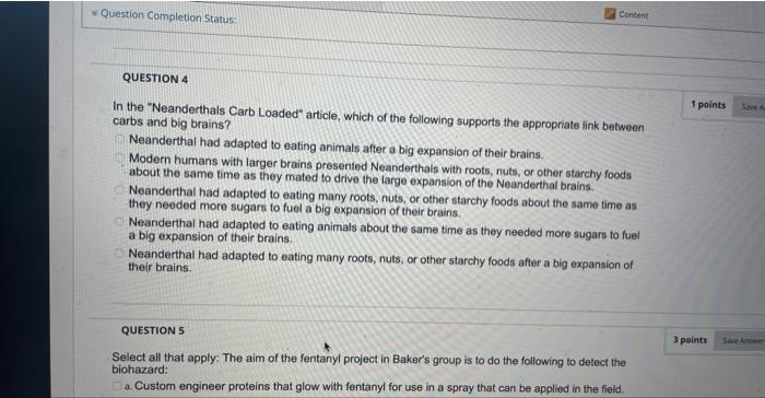 Solved In the "Neanderthals Carb Loaded" article, which of | Chegg.com