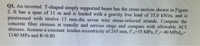 Solved Q1. An inverted T-shaped simply supported beam has | Chegg.com