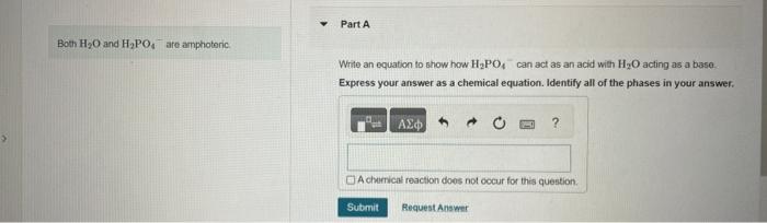 Solved Beth H2O and H2PO4−are amphoteric Write an equation | Chegg.com