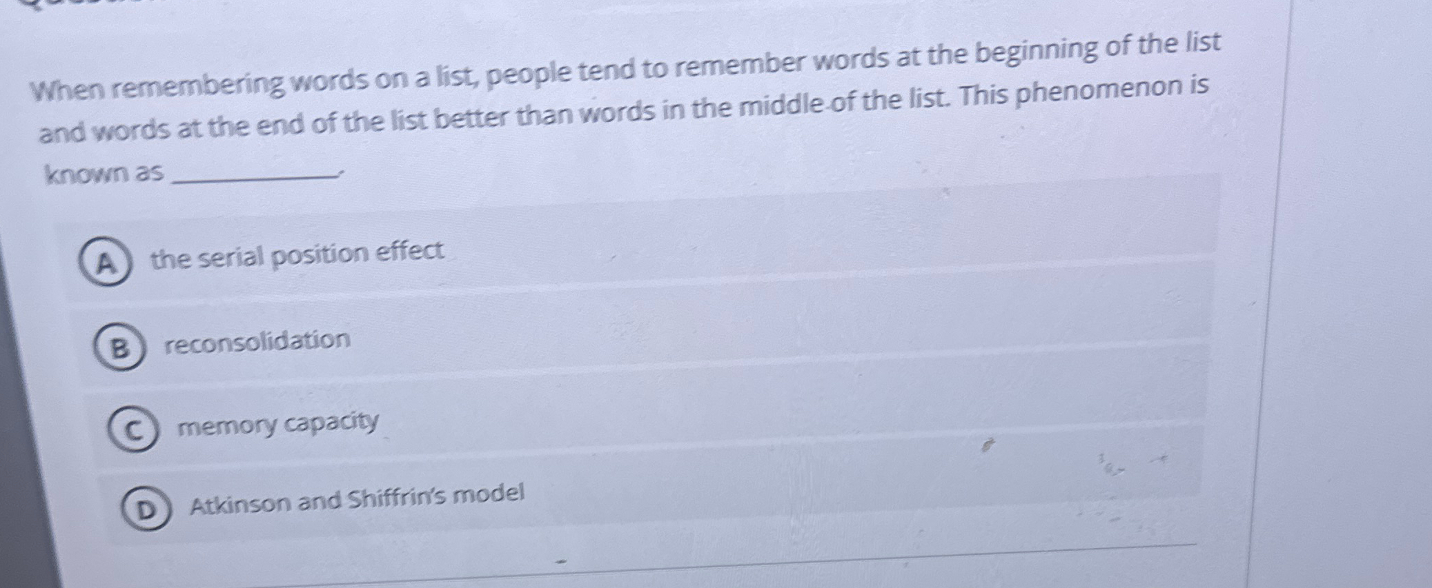 Solved When remembering words on a list, people tend to | Chegg.com