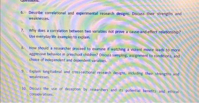 Solved 6. Describe correlational and experimental research | Chegg.com