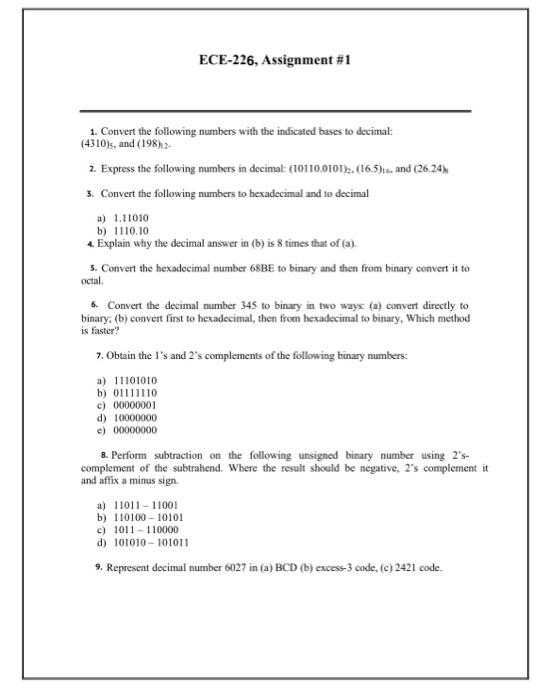 Solved 1. Convert the following numbers with the indicated | Chegg.com