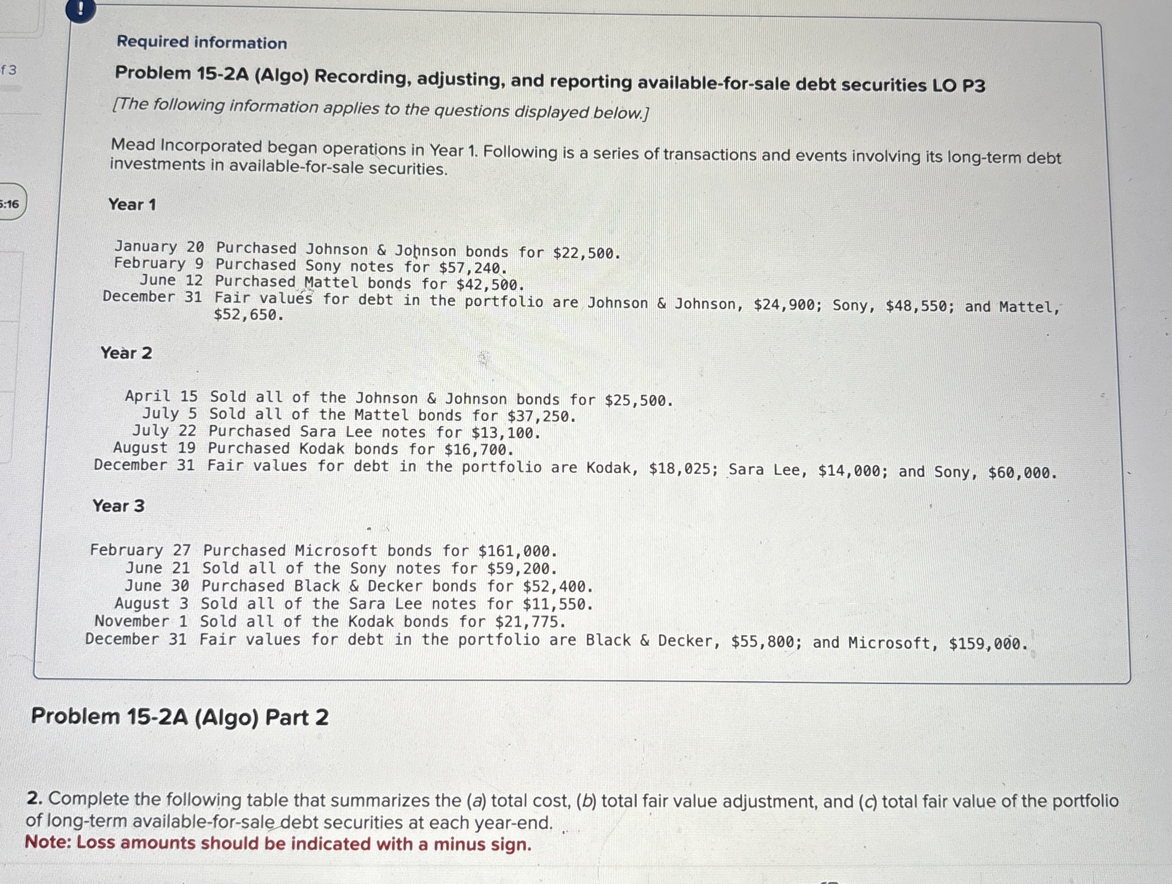 Solved Required informationProblem 15-2A (Algo) ﻿Recording, | Chegg.com