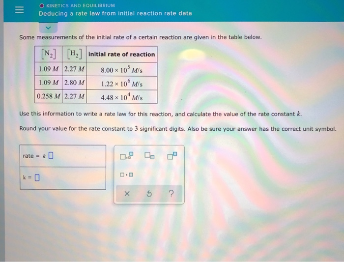 Solved - O KINETICS AND EQUILIBRIUM Deducing a rate law from | Chegg.com
