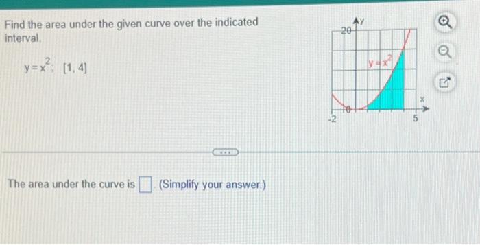 Solved Find the area under the given curve over the | Chegg.com