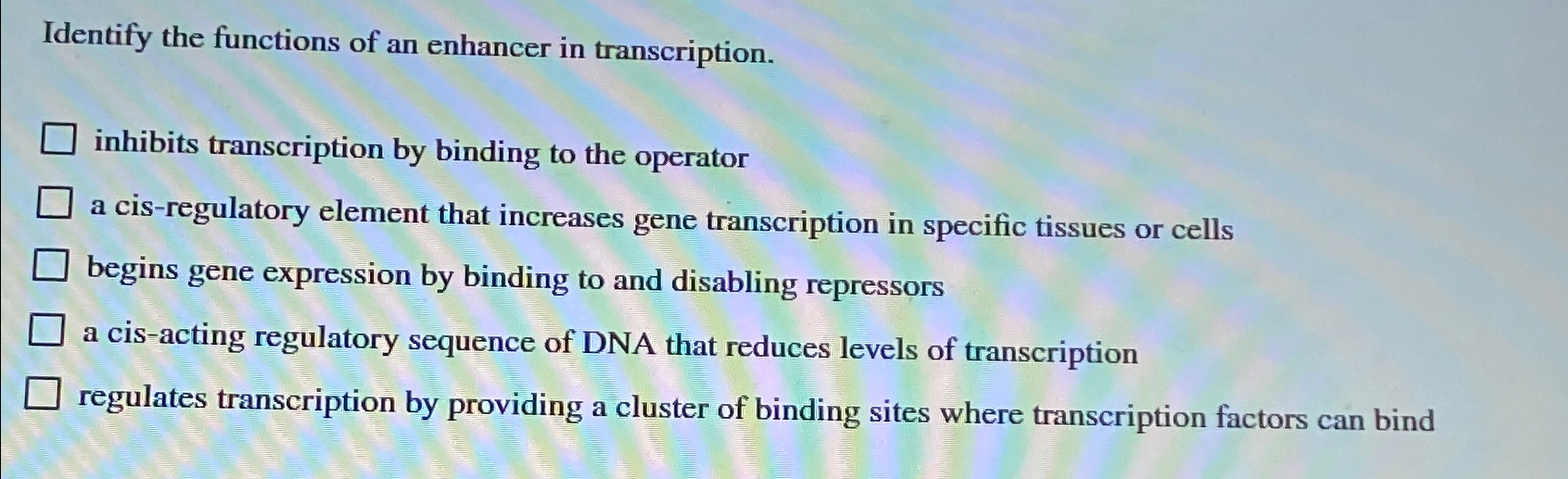 Solved Identify the functions of an enhancer in | Chegg.com