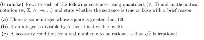 Solved (6 marks) Rewrite each of the following sentences | Chegg.com