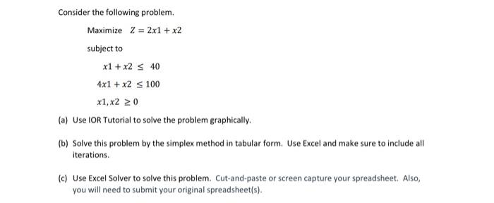 Solved Consider the following problem. Maximize Z=2x1+x2 | Chegg.com