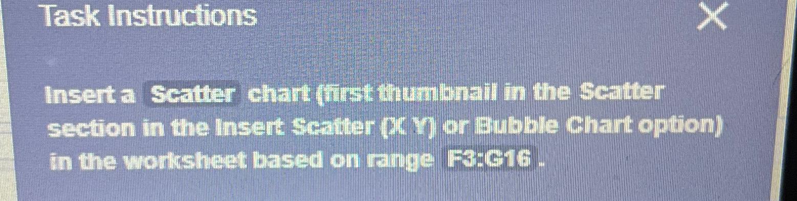Solved Task InstructionsInsert a Scatter chart (iist | Chegg.com
